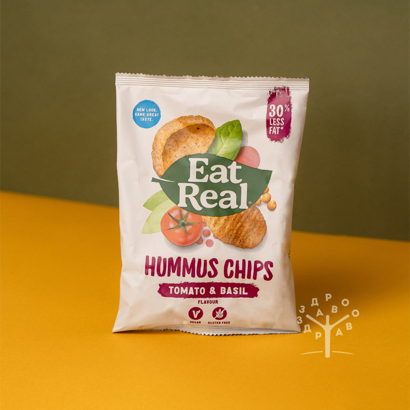 Humus čips paradajz i bosiljak - Eat Real - Zdravo Zdravo